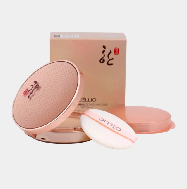 Пудра Dr.Cellio для лица компактная рисовая Han Rice Two-Way Cake SPF25PA++, тон 23, 2*13 гр