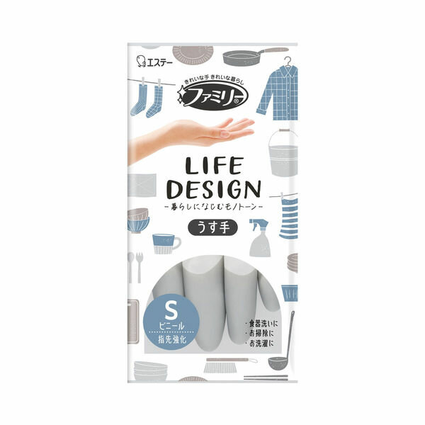 ST Family Life Design Перчатки виниловые для бытовых и хозяйственных нужд, с уплотнением в области кончиков пальцев и противовирусной обработкой поверхности, тонкие, размер S, 1 пара