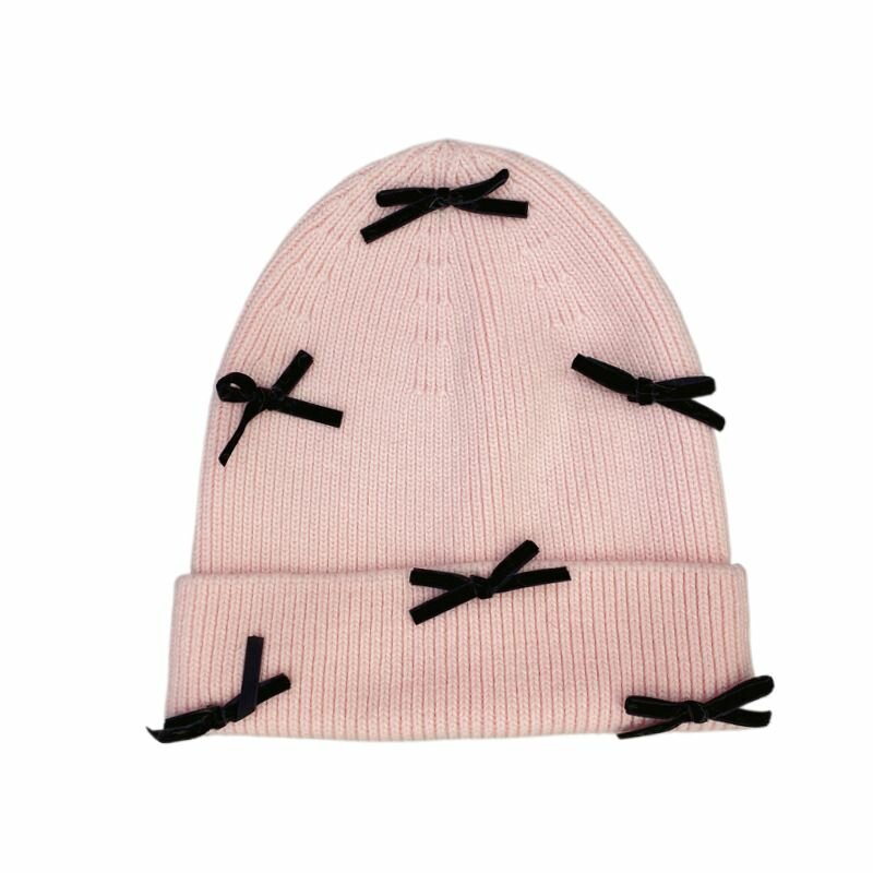Новая милая вязаная шапка с бантом в корейском стиле, детская теплая универсальная индивидуальная модная шерстяная , -бини из меха кролика
