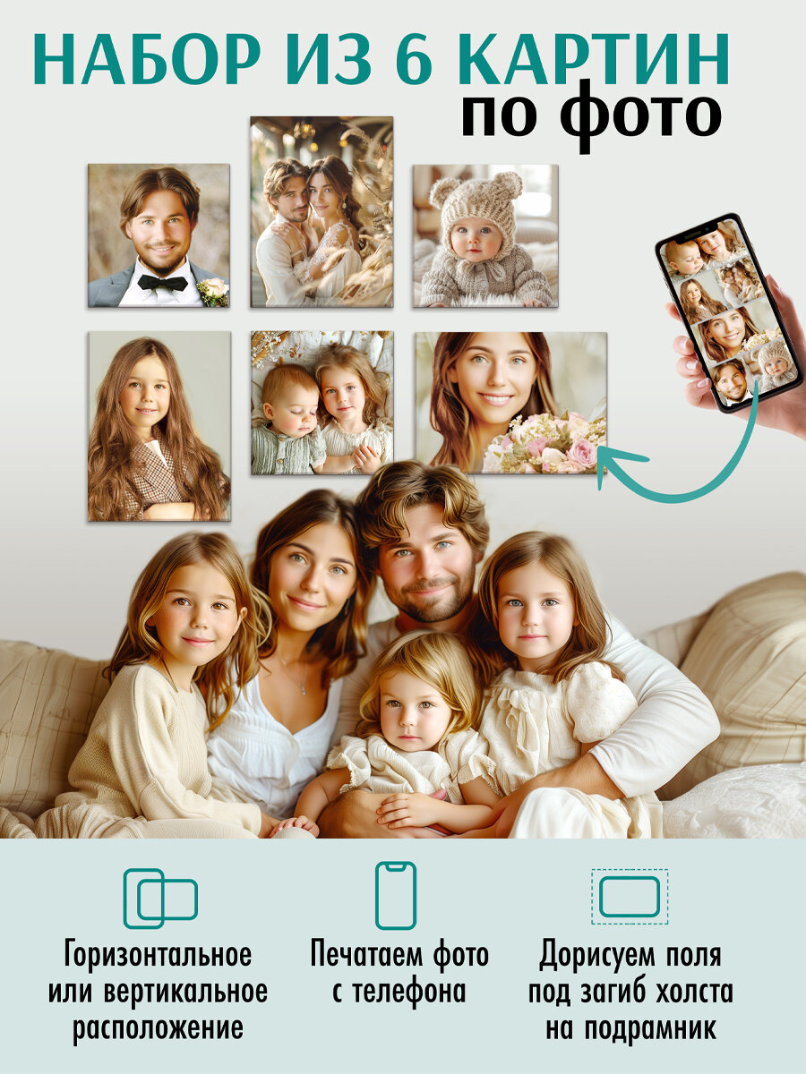 Картина по фото / портрет на холсте / фото на холсте 6 шт KKK6-3040