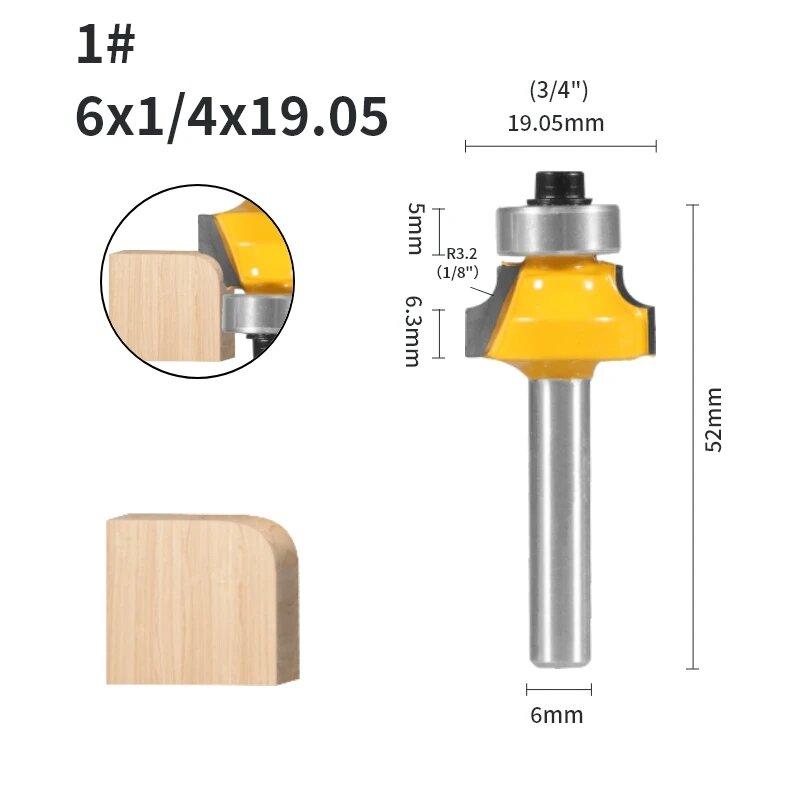Угловая круглая фреза с хвостовиком YUSUN, 6 мм, 6,35 мм, сверло для деревообработки, фреза для деревообработки, торцевая фреза 6x6.35x19.05