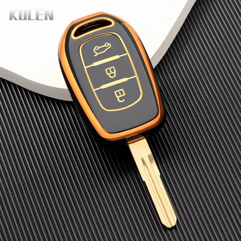 Новый чехол для автомобильного ключа из ТПУ для Renault Kwid Traffic Symbol для Dacia Sandero Logan Duster 2016 2017 2018, аксессуары для брелоков 3 Button G-Black