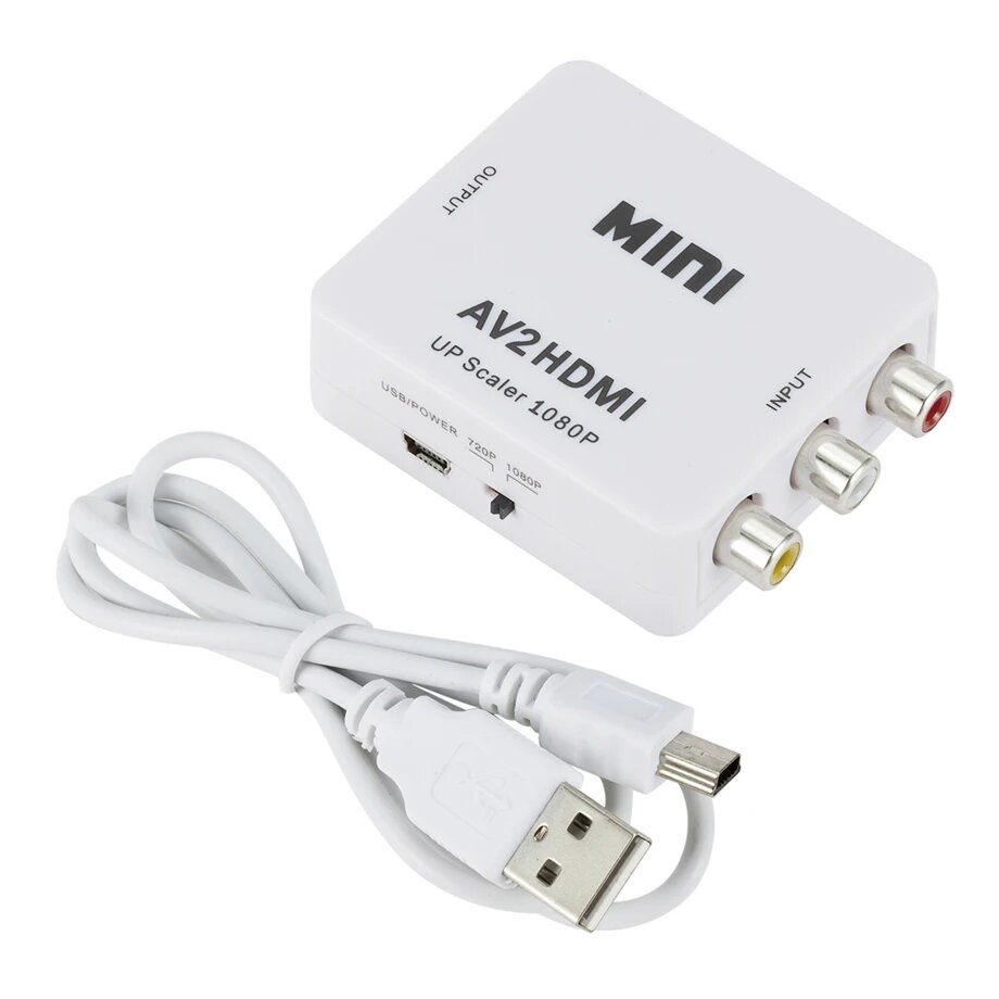 GRWIBEOU AV к HDMI-совместимый адаптер 1080P белый