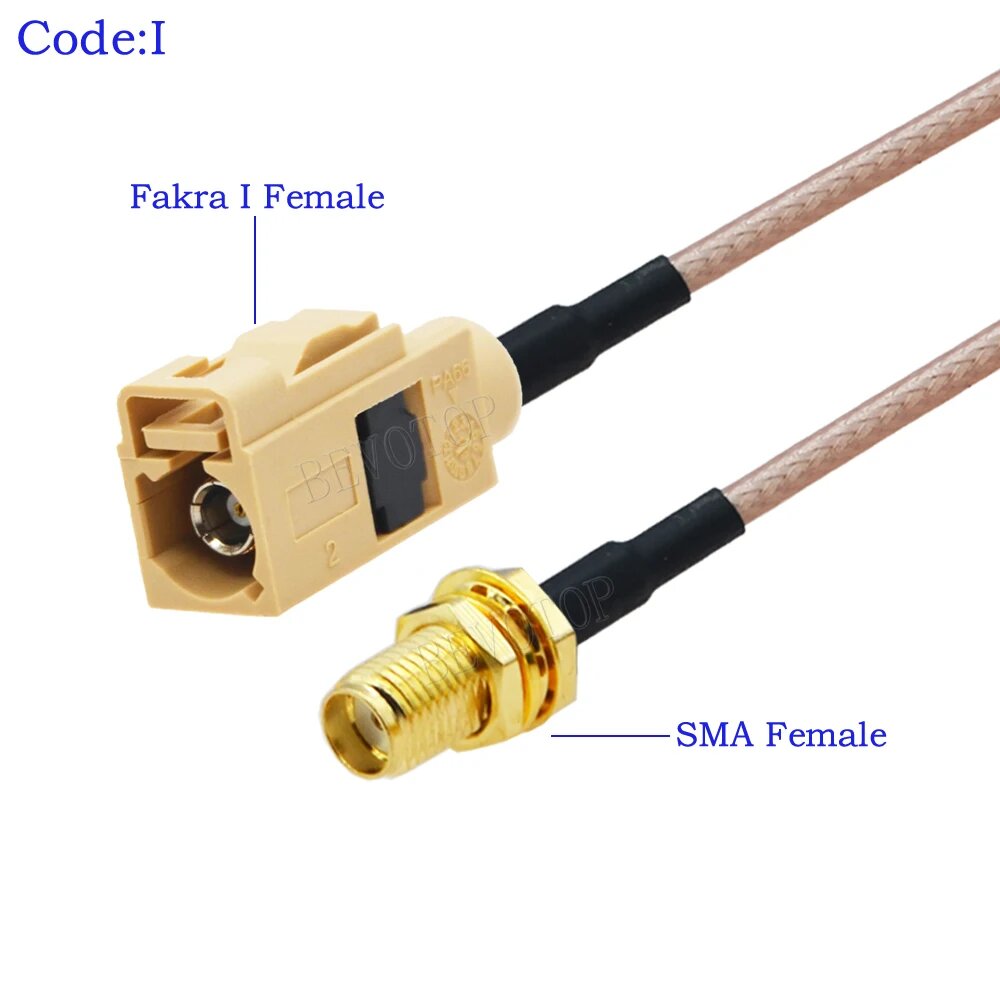 BEVOTOP Fakra-SMA RG316 кабель 10см 0.15M, Fakra I F to SMA F