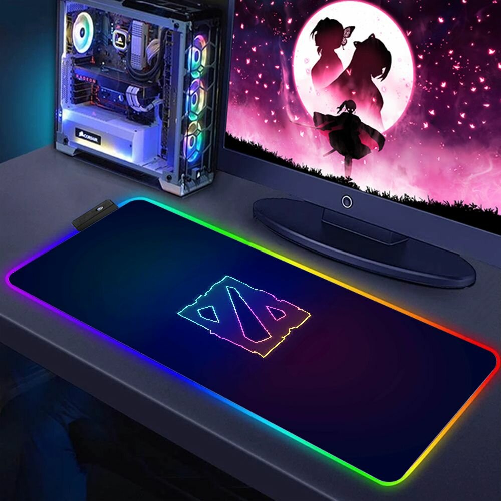 RGB Крутой игровой коврик для мыши с рисунком аниме DOTA2 XXL, подушка для клавиатуры с высокой четкостью печати900X400
