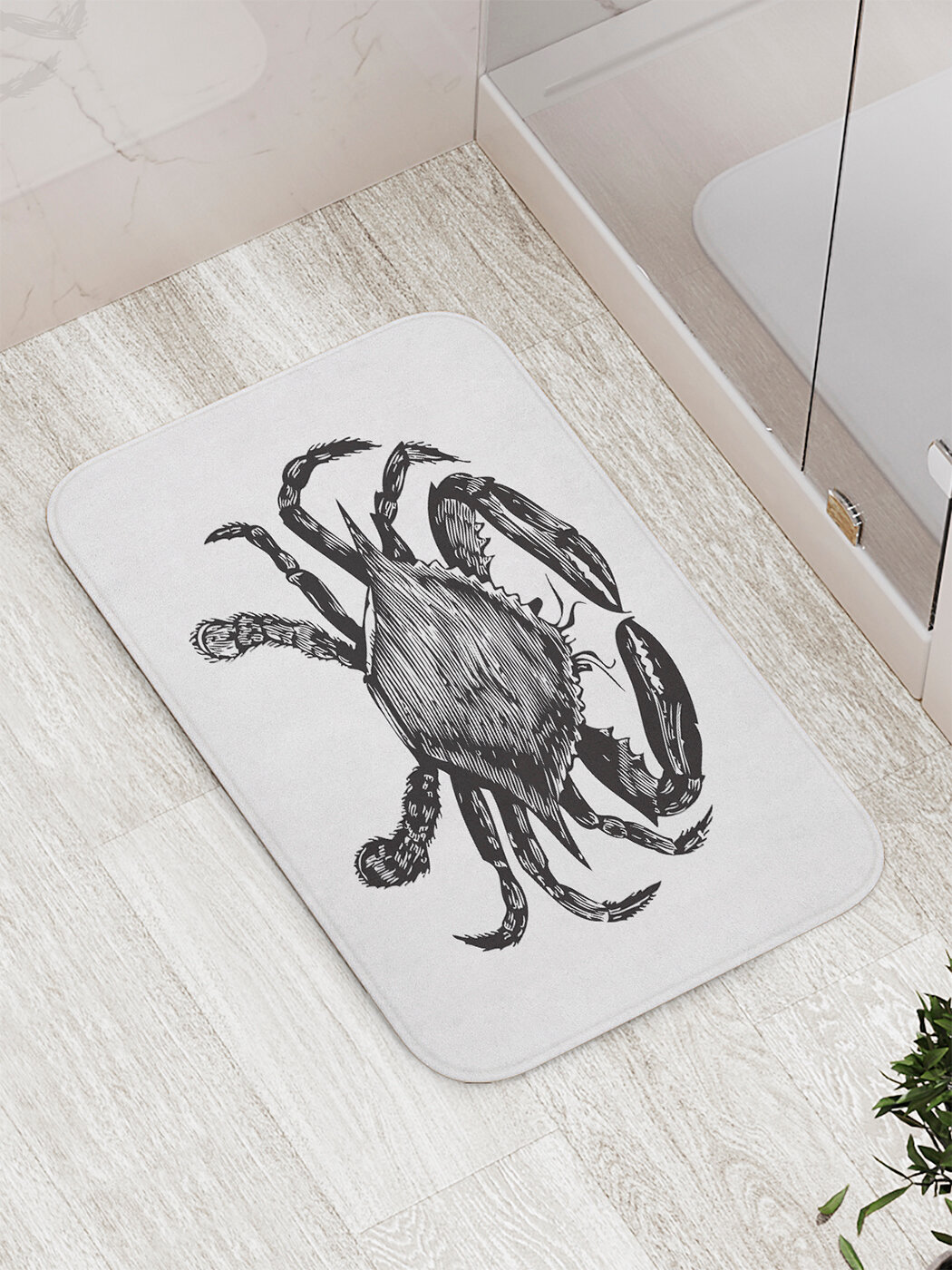 Коврик для ванной комнаты и туалета противоскользящий "Колючий краб" 52х77 см, JoyArty