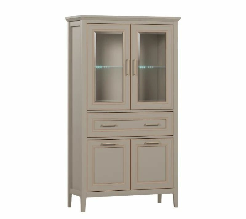 Витрина с подсветкой классик REG2W2D1S/170 глиняный серый, для посуды, в прихожую
