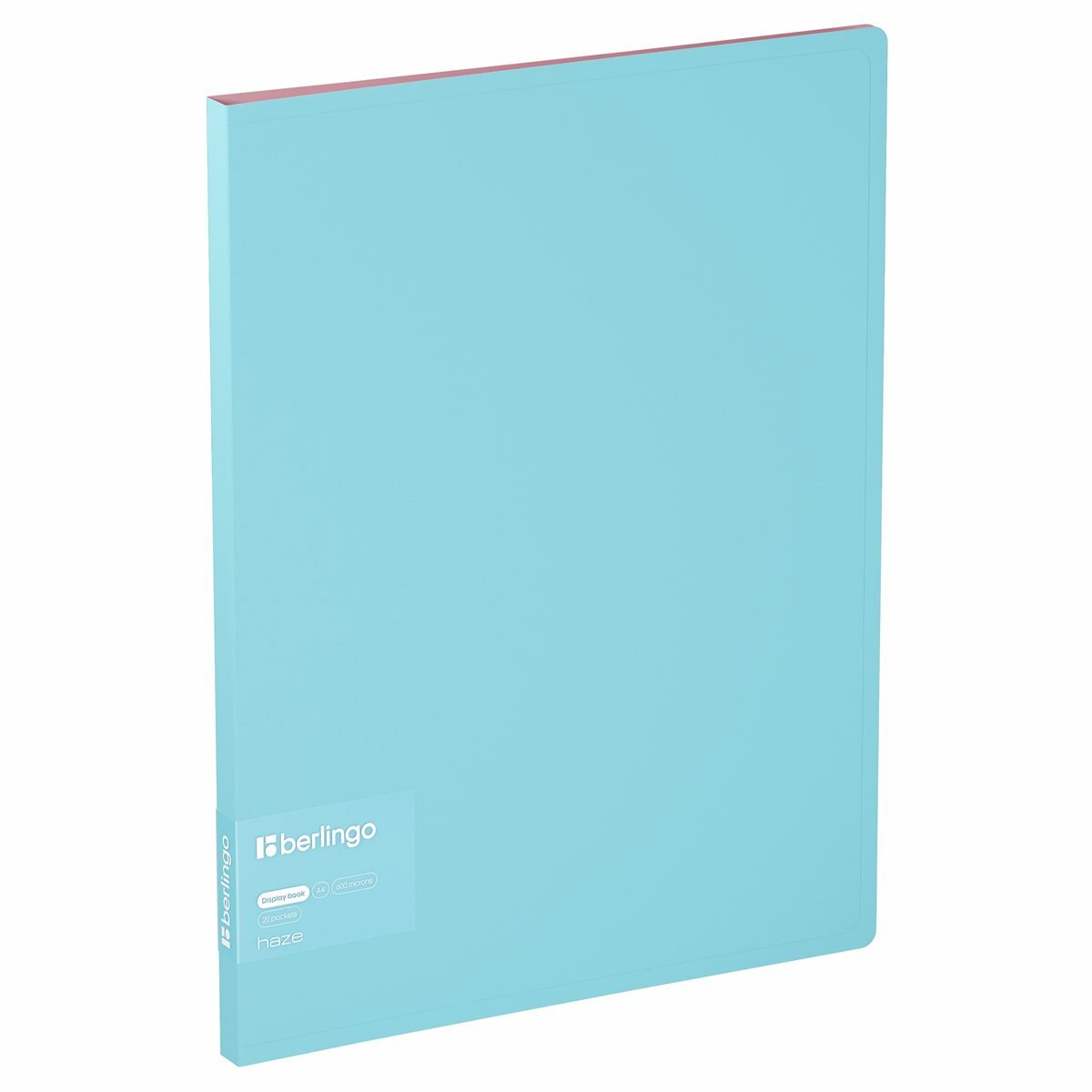 Папка файловая 20 вкладышей Berlingo Haze (А4, 14мм, 600мкм, с внутр. карманом), голубая, софт-тач (DB4_20921)