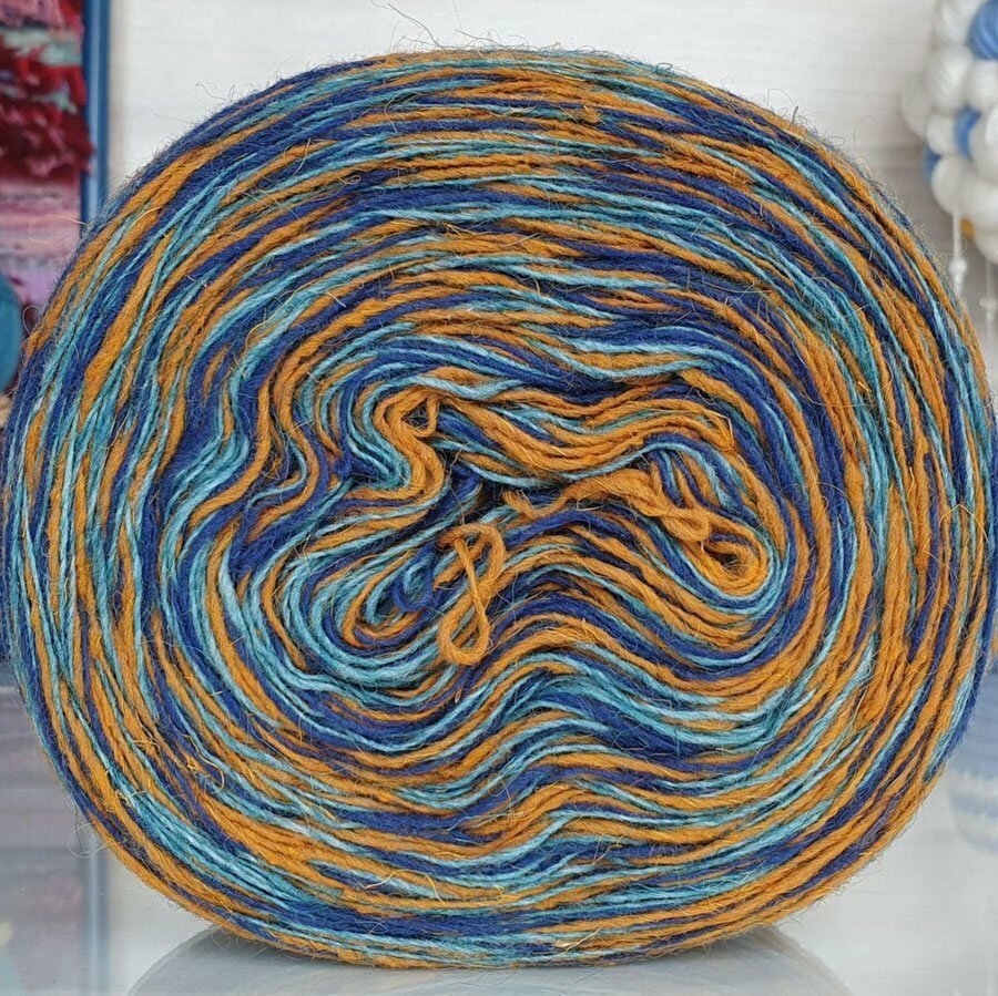 Пряжа Рассказовская ангорка меланж 26-4 рыжий/фиолет/бир (2 мотка)