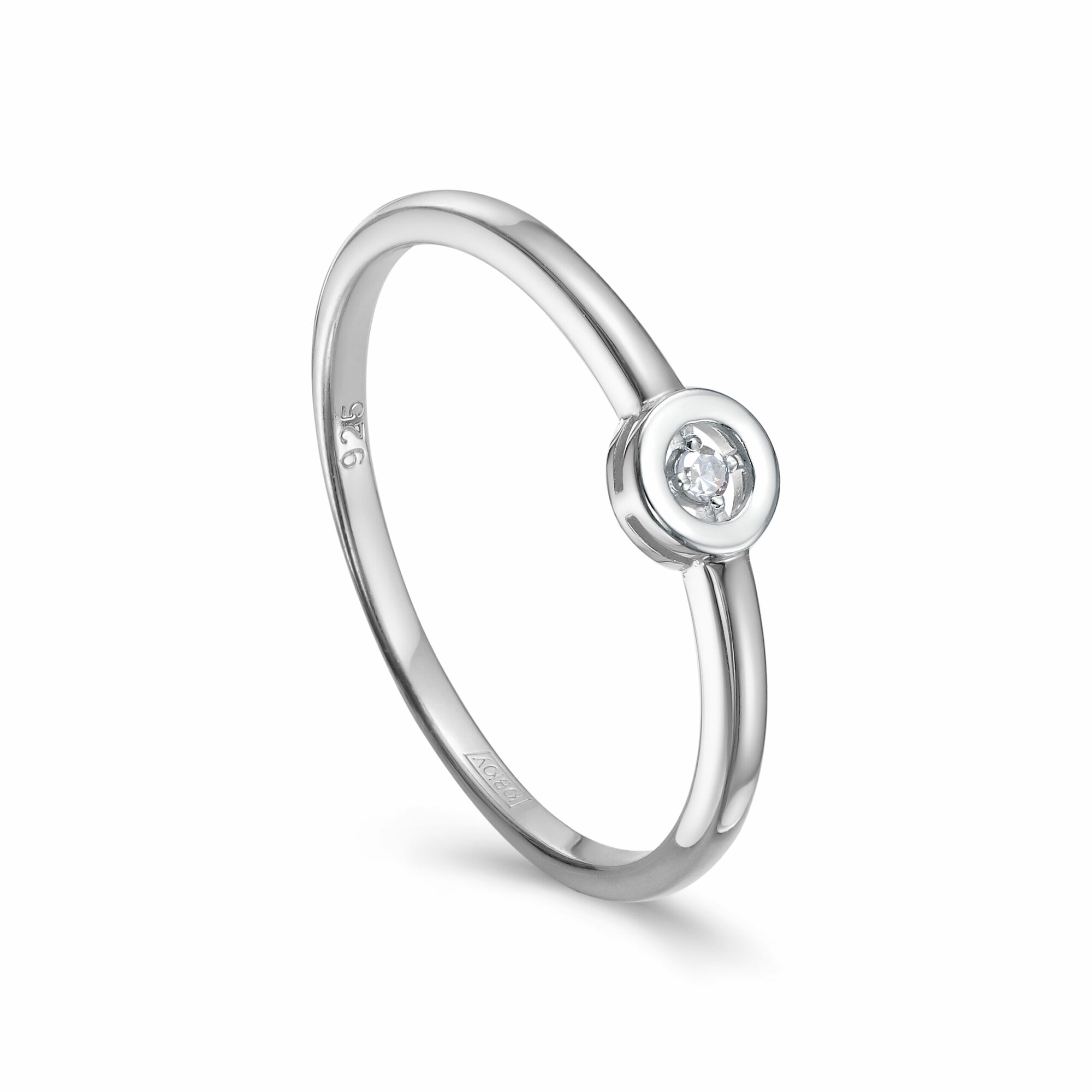 Кольцо, серебро, 925 проба, бриллиант