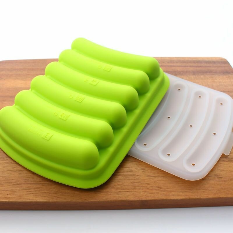 Силиконовая форма для запекания сосисок, колбасок и кебабов с крышкой, термостойкая, удобная и универсальная для духовки и микроволновки