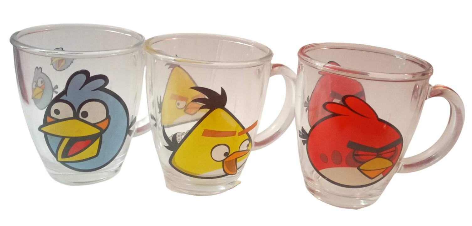 Кружка "Энгри Бертс", 300 мл, стекло, 3 штуки в заказе