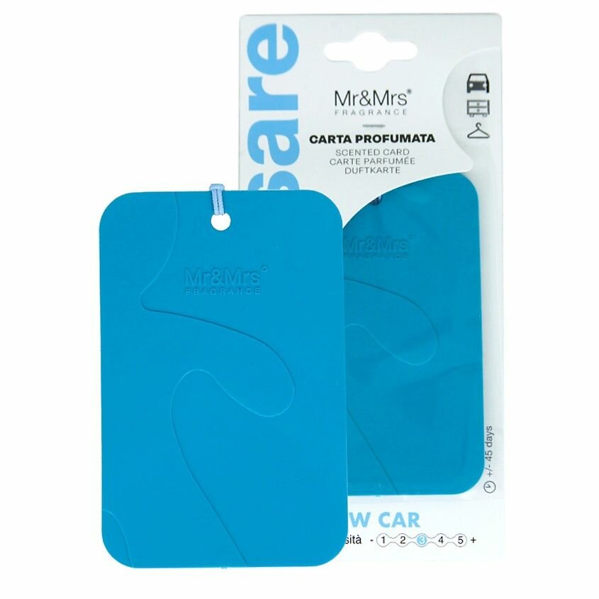 Mr&Mrs Fragrance Аромакарточка для автомобиля CESARE CARD голубая NEW CAR Новая машина
