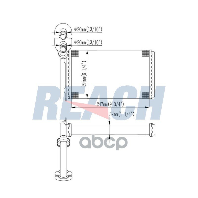Радиатор печки AUDI A3, A4, A6 94-, VW Golf, Bora 83- REACH арт. 11813220