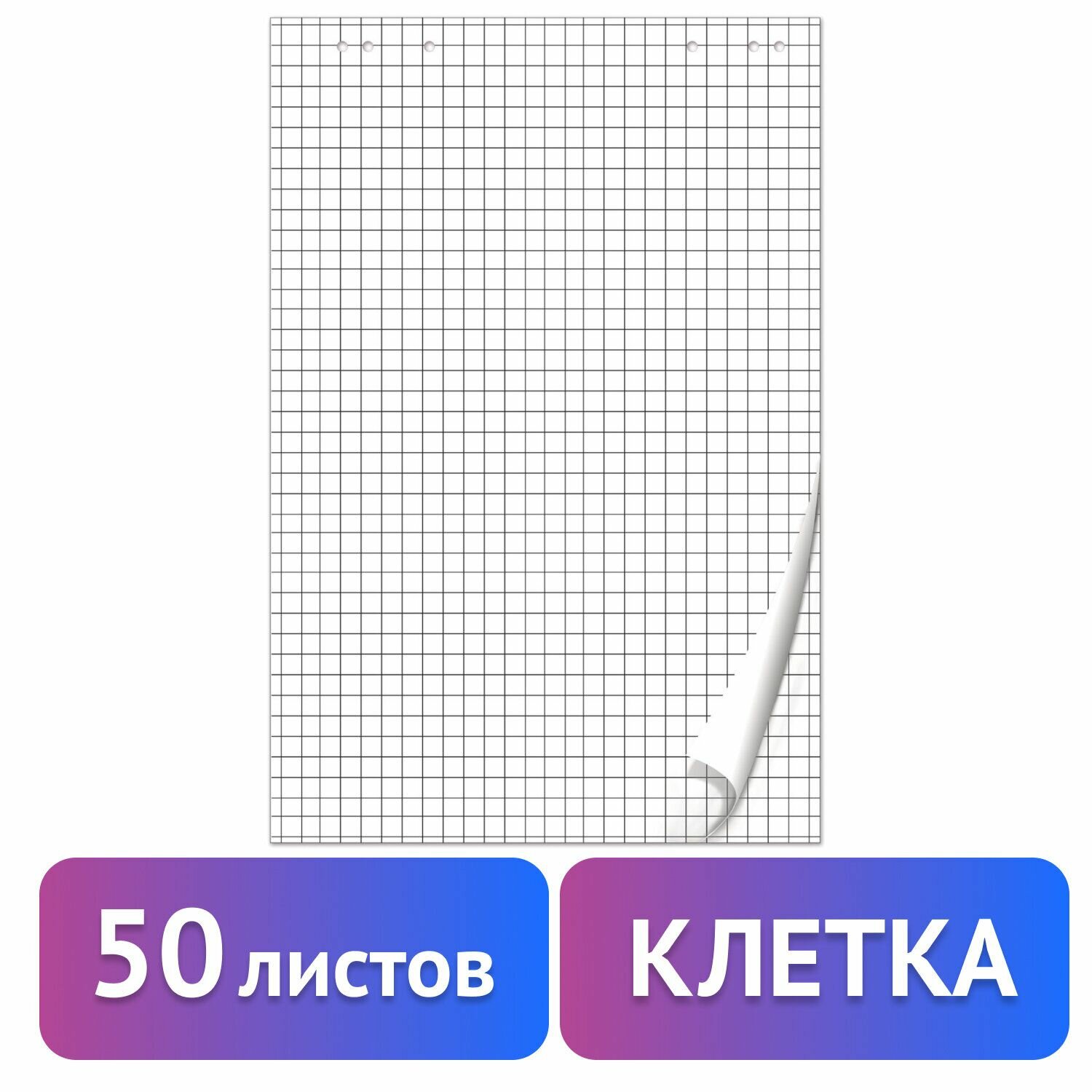 Блокнот для флипчарта Brauberg 50 листов, клетка, 67,5х98 см, 80 г/м (128647)