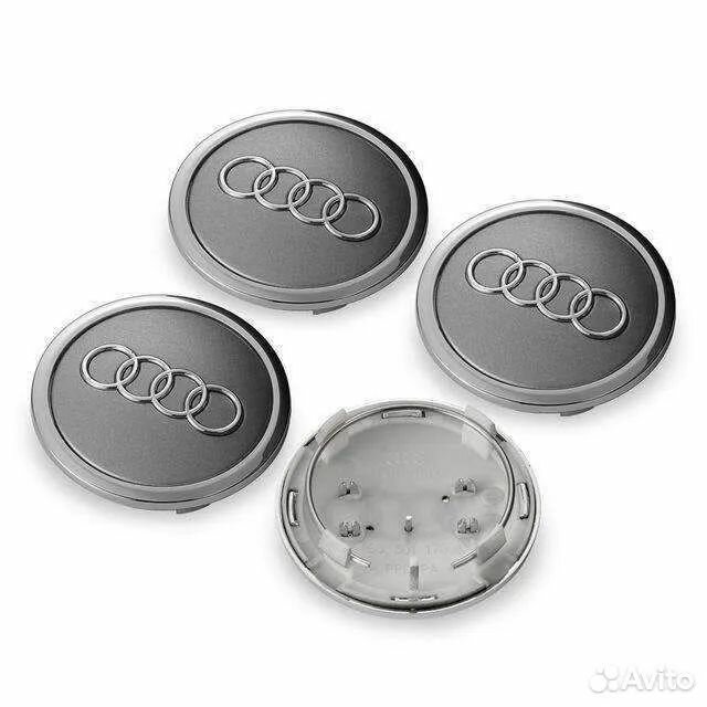 Колпачки на литой диск AUDI 69х54х13 мм 4B0601170A серый Комплект 4 шт.