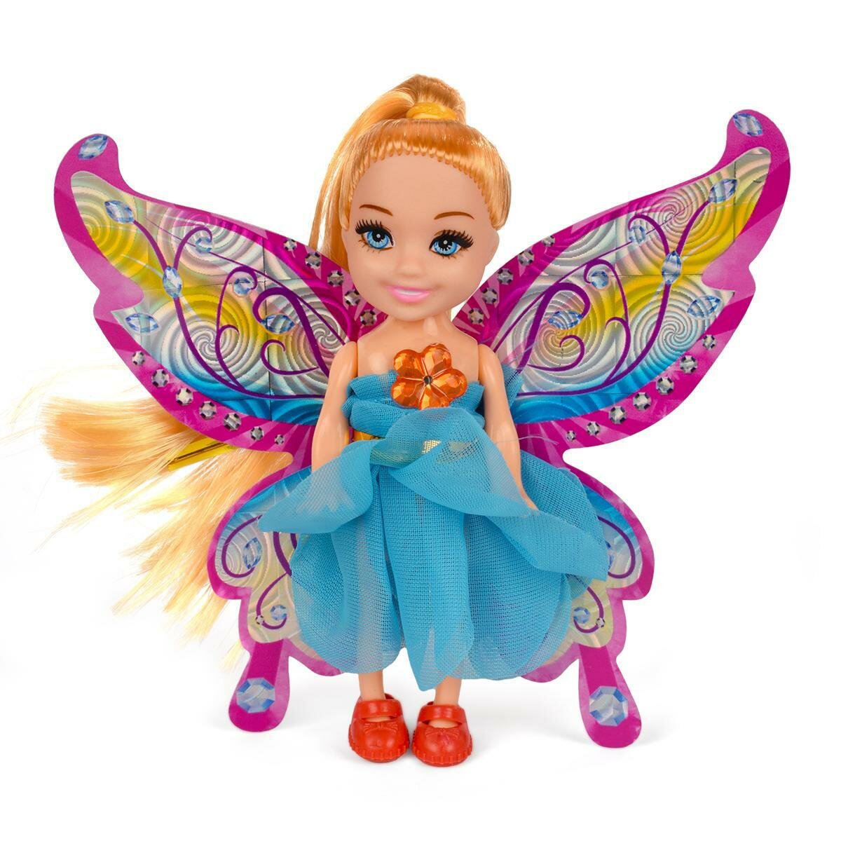 Кукла Модница-мини с крыльями, голубое платье, аксессуары, 30 см