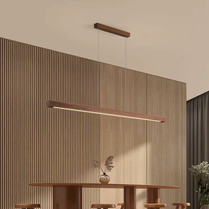 Люстра деревянная/Cassina M002-2 Скандинавский современный минимализм/С дистанционным управлением, плавная регулировка яркости 36 Вт Длина 1200 мм. грецкий орех