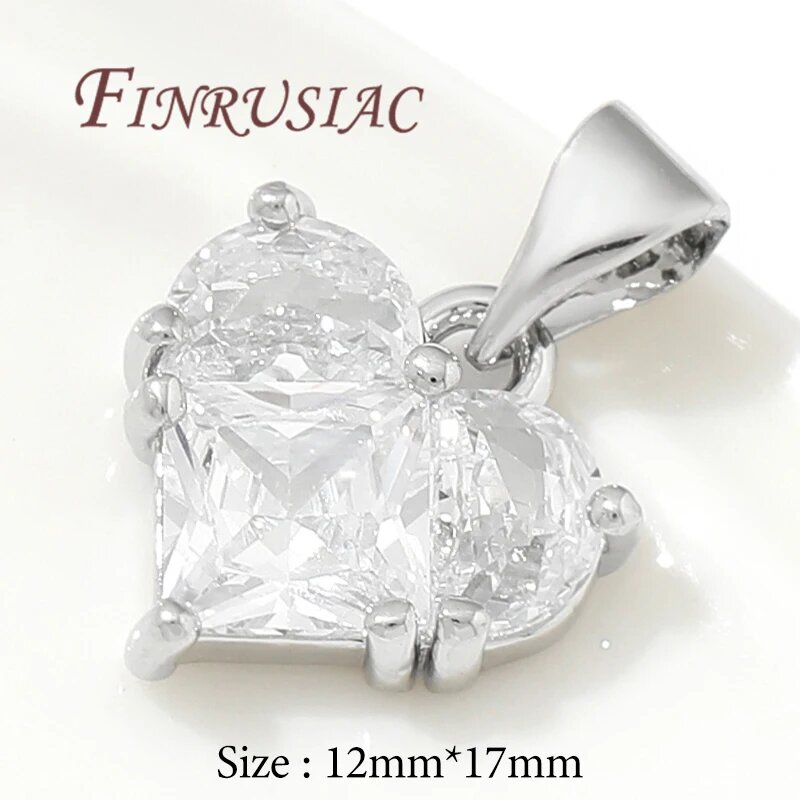 Подвески FINRUSIAC золотые позолоченные латунь циркон солнце/сердце/звезда 2 штуки Серебряный, 2 pieces, Rhodium Plated