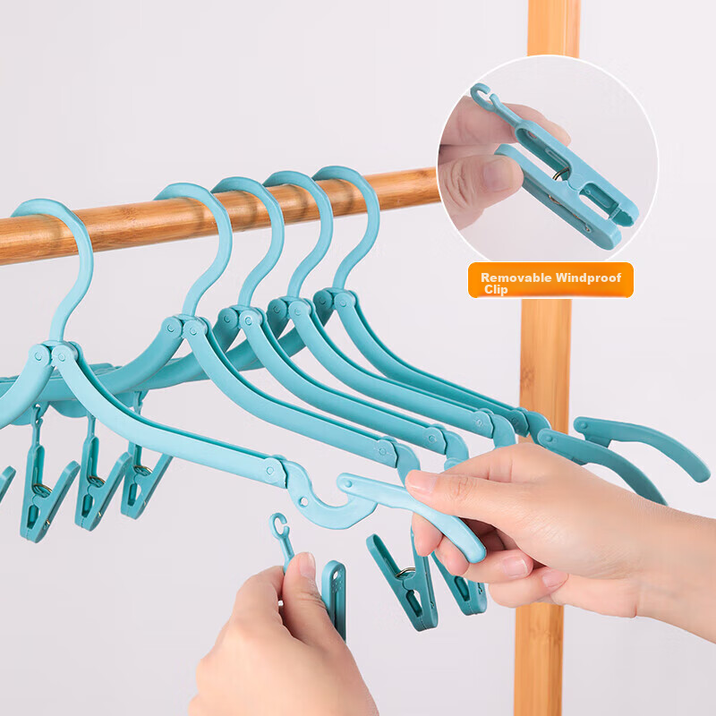 JAJALIN Portable Folding Travel Hangers, Mini Multifunctional Hangers for Business Trips, Travel Accessories with Clips, 10-Pack