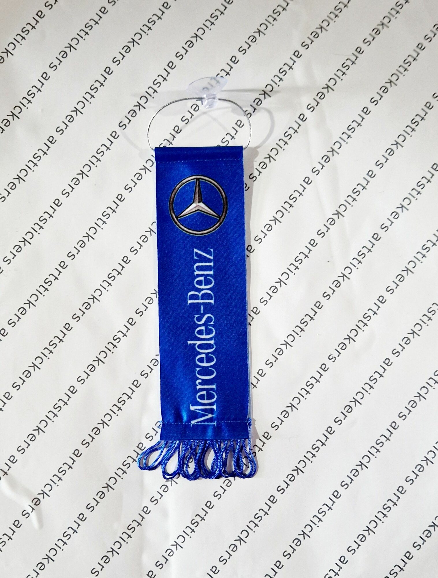 Вымпел MERSEDES+девушка, двусторонний на присоске, ткань, аксессуар для авто, 5.5х20см