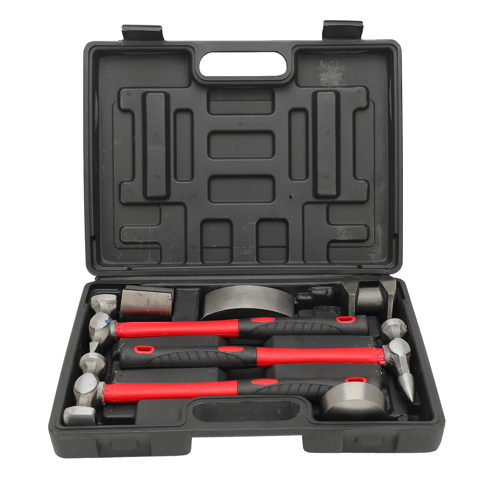 Набор из 7 молотков для кузовного ремонта автомобиля и тележки с кейсом для переноски.