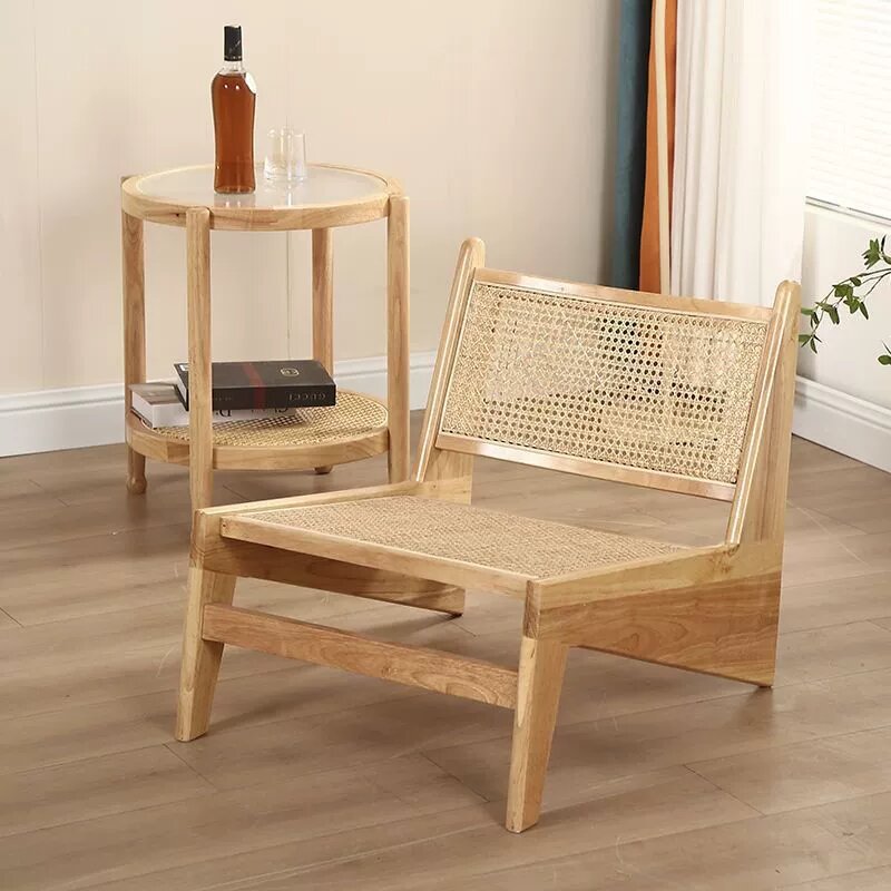 Шезлонг "Из натурального ротанга", массив дерева, коричневый, бежевый, 60х60 см