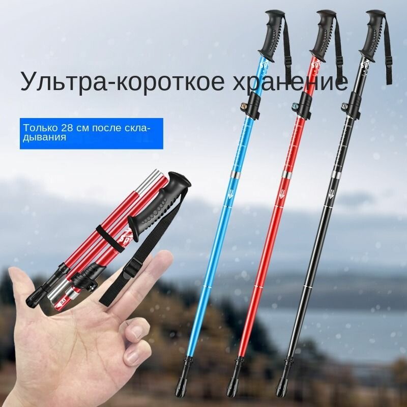 Складной чехол, для треккинговых палок, синий, 28см, легкий, 250г