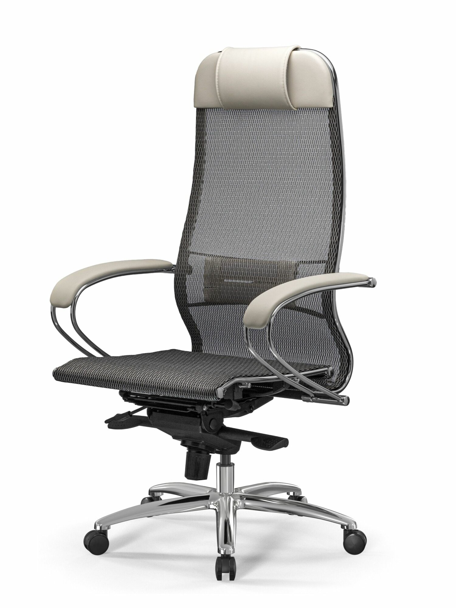 Эргономичное компьютерное кресло Samurai S-1 с подголовником и поясничной поддержкой, молочный цвет, для дома и офиса