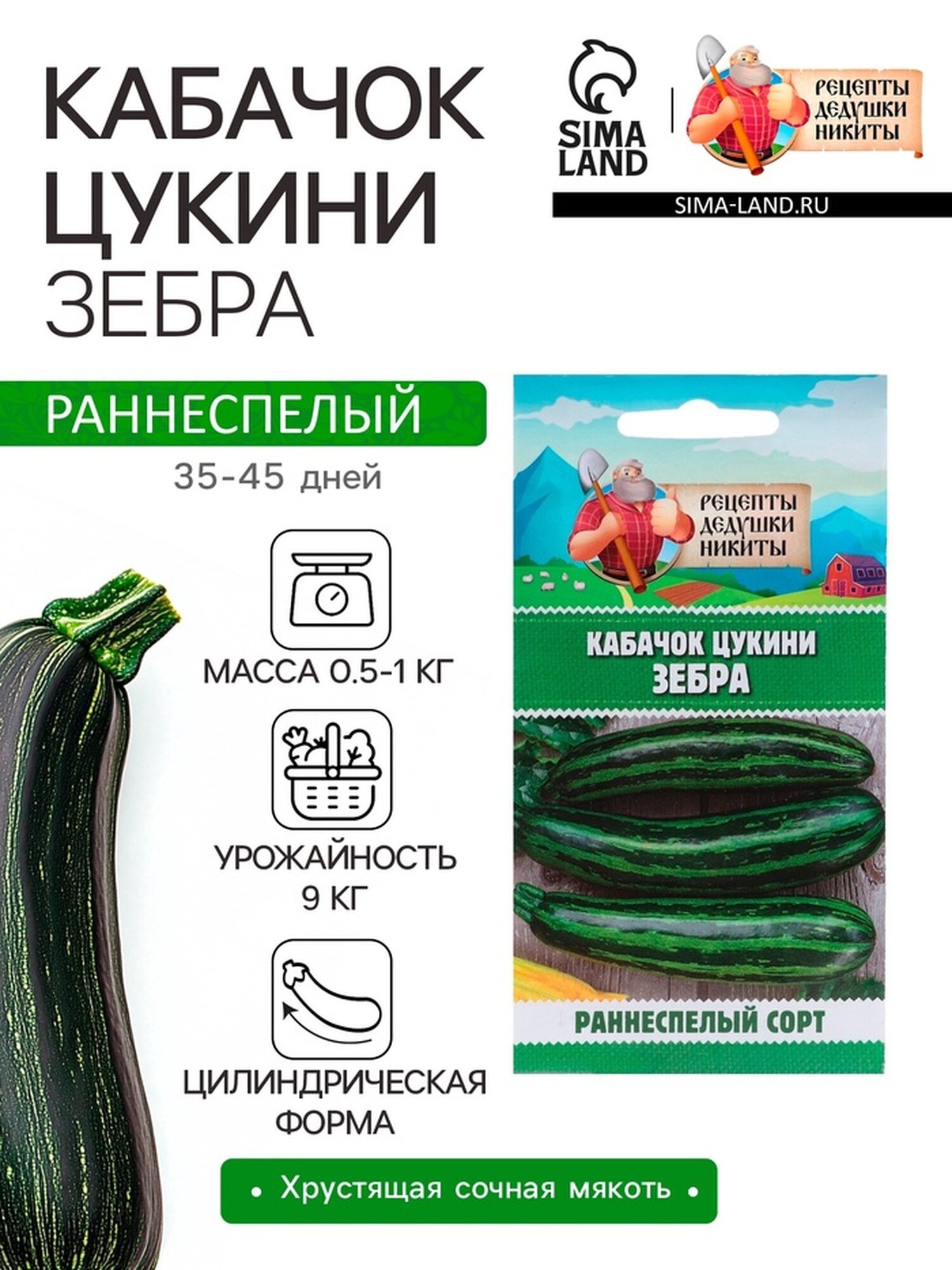 Семена Кабачок цукини "Зебра", 2 г