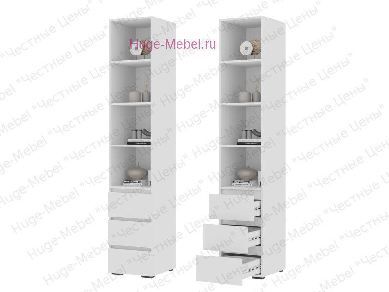 Пенал открытый "Хелен ПН 02" белый Huge Mebel. Ширина 400 Высота 2100. Пеналы