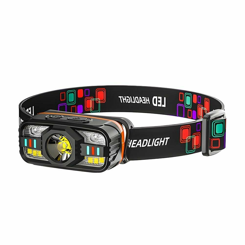 Фонарь налобный мощный, светодиодный аккумуляторный с регулировкой угла свечения