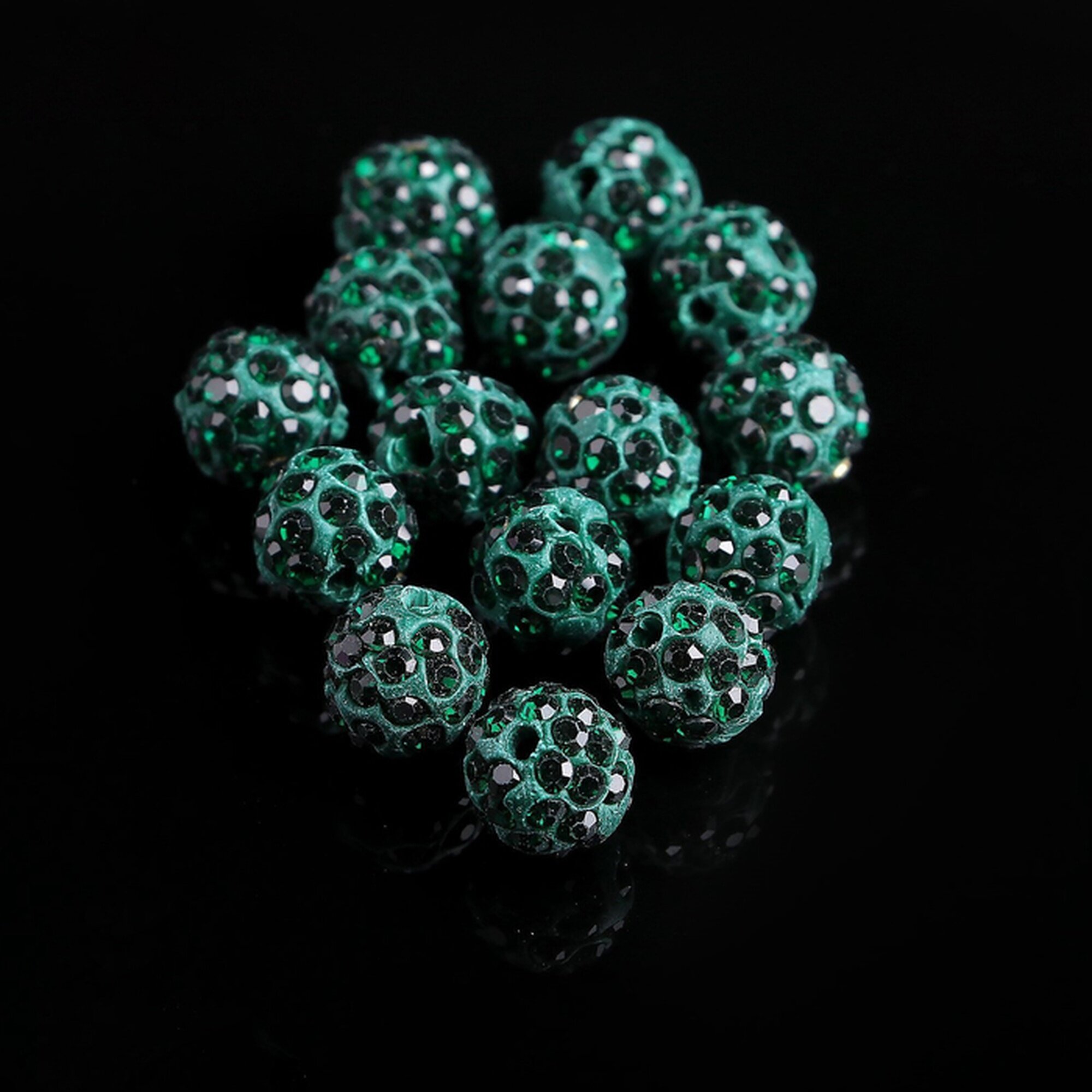Бусины для творчества «Шамбала», 10 мм, набор 15 шт, цвет изумруд