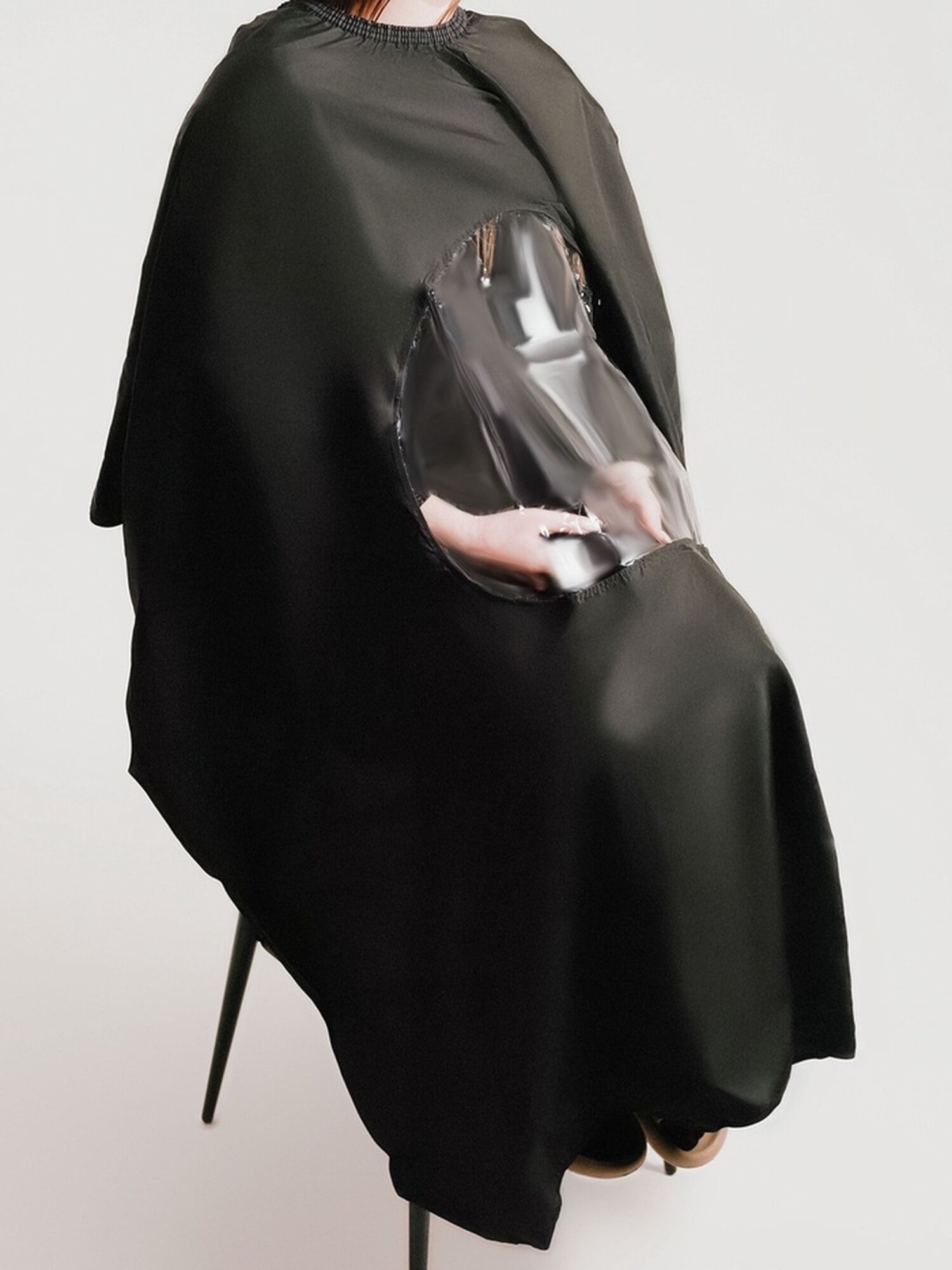 Пеньюар парикмахерский, с окном, цвет чёрный