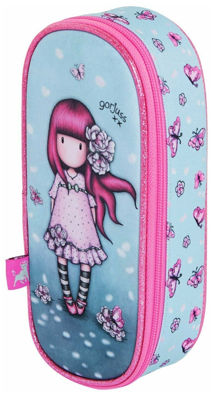 Пенал для школы с круговой молнией Santoro Sparkle & Bloom - Love Grows - Cherry Blossom, Gorjuss, санторо