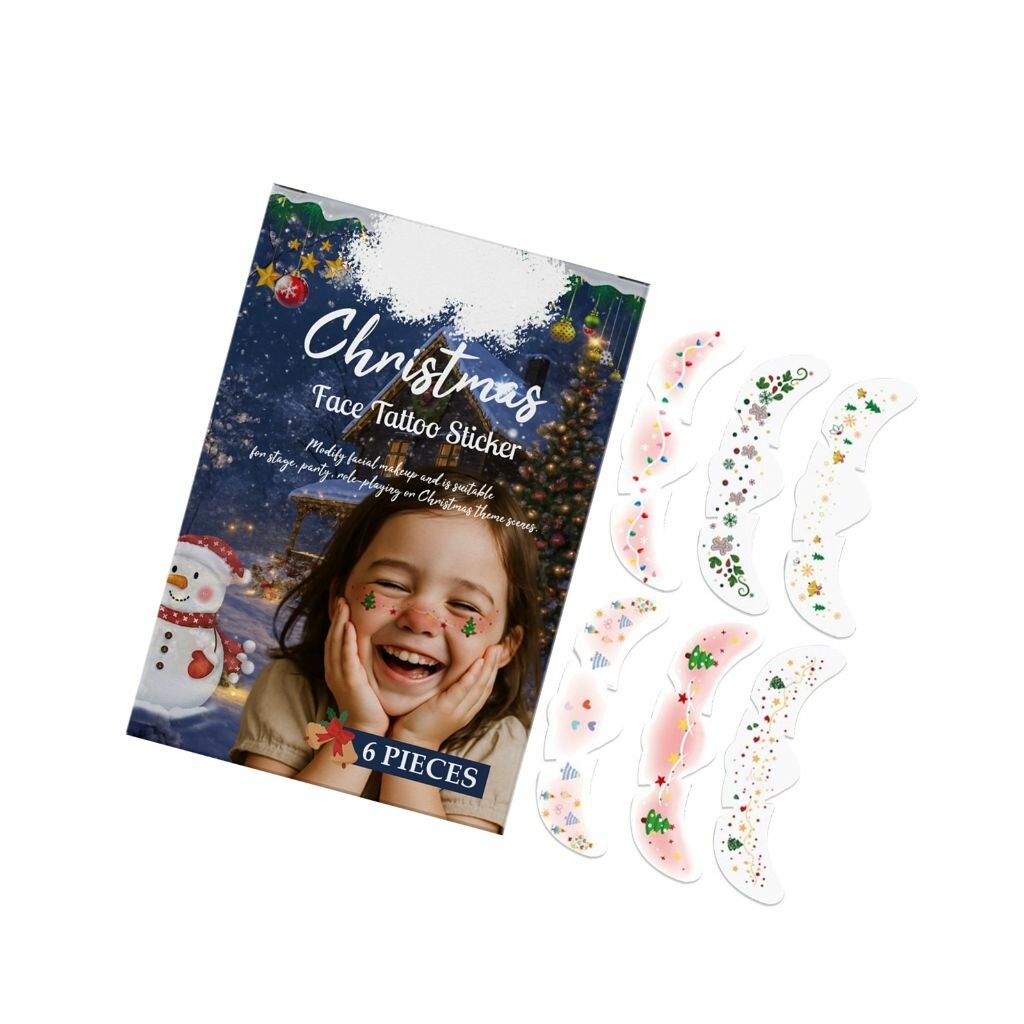 6 шт. Временные тату для лица, безопасные для кожи, водные переводные