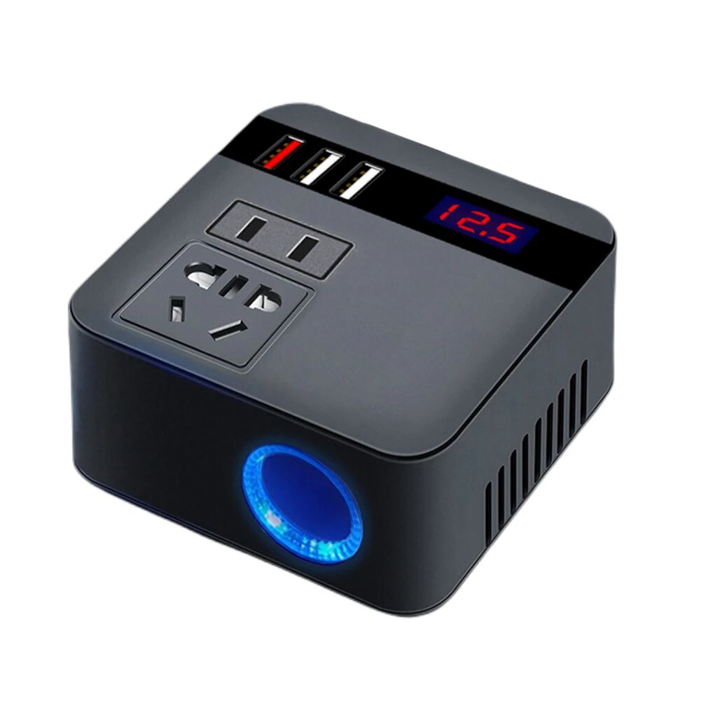 150 Вт автомобильный инвертор постоянного тока от 12 В до 110 В, преобразователь быстрой зарядки, USB-зарядное устройство, инвертор для iPad RV SUV для авто, мобильного телефона, планшета, Черный