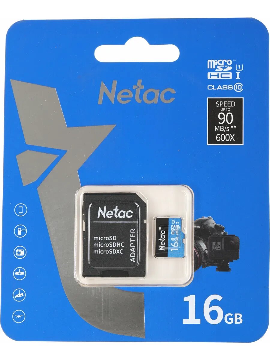 Флеш карта microSDHC 16GB NT02P500STN-016G-R P500 + adapter