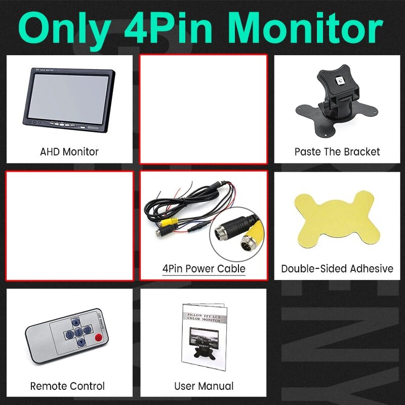 GreenYi 1920*1080 Высокое разрешение AHD Грузовик Starlight Резервная камера ночного видения 7-дюймовый монитор заднего вида для автобуса и автомобиля, Only 4Pin Monitor