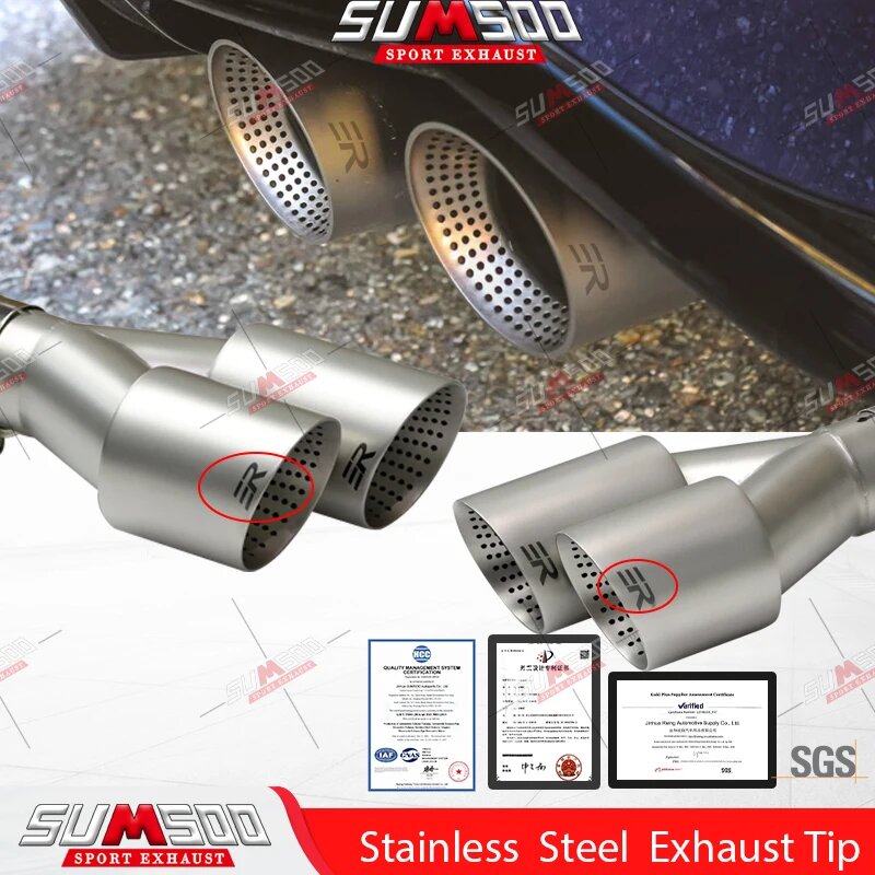 ER 1 шт. двойной матовый автомобильный глушитель из нержавеющей стали, наконечник выхлопной трубы, модель Универсальный наконечник выхлопной трубы U GTI MK7, насадка для гольфа, equal 63-out101mm