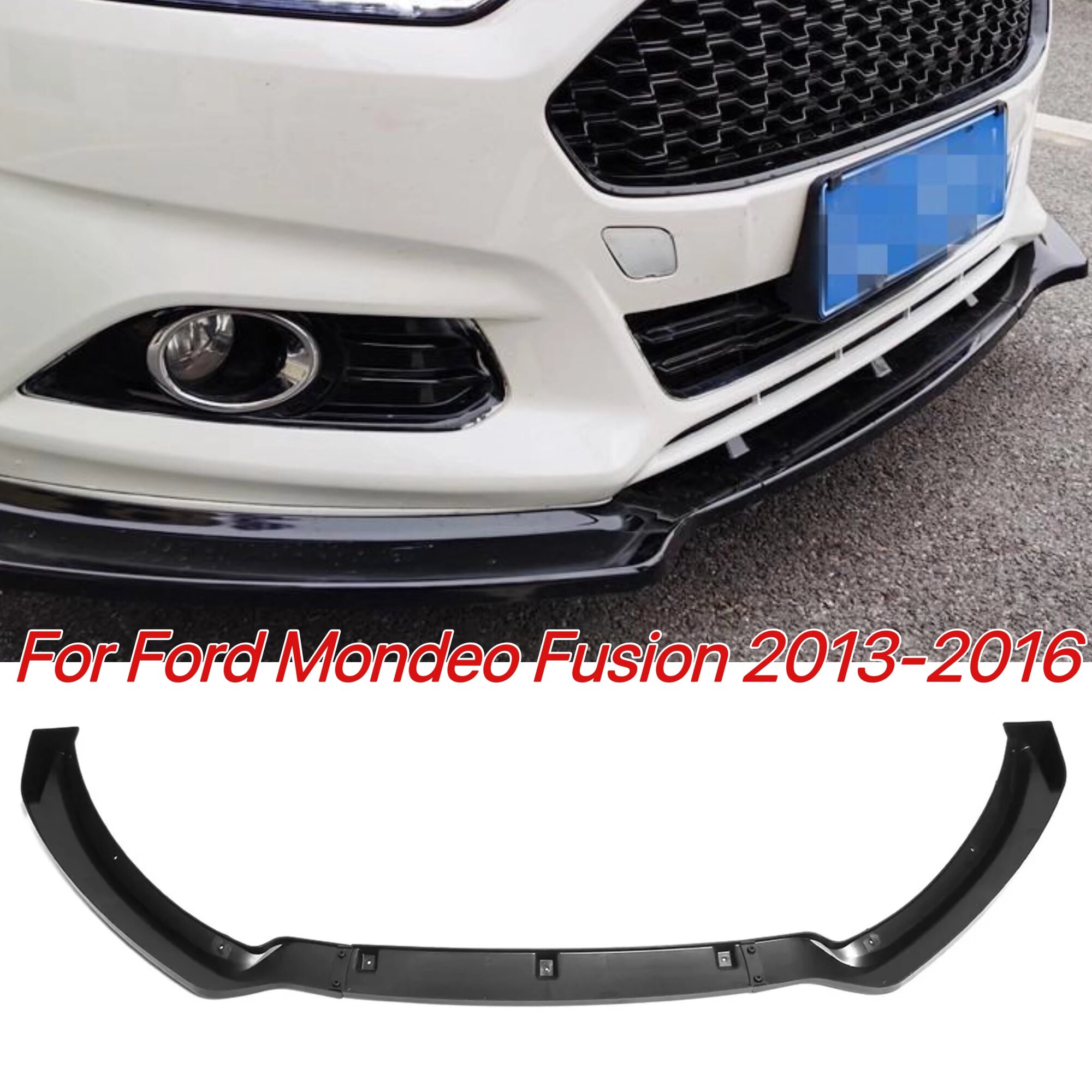 Сплиттер для переднего бампера автомобиля Ford Mondeo Fusion 2013 14 15 16, бампер, Glossy Black