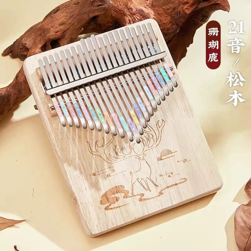 21-тональная калимба из сосны для начинающих, 17-тональная коралловая калимба для девочек, популярный музыкальный