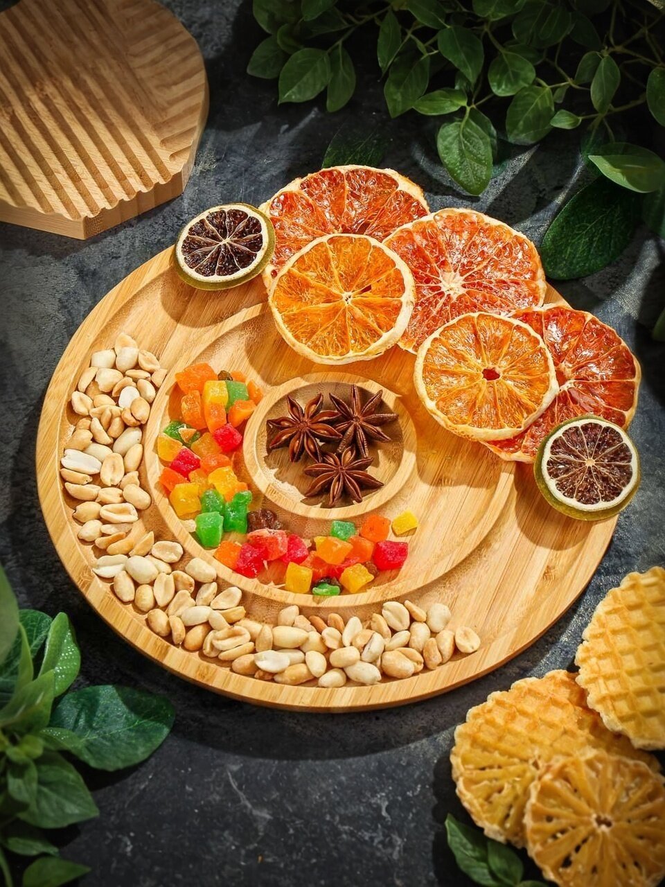 Менажница бамбуковая 3 секции Y4-6964, 25 см, посуда для закусок, Китай