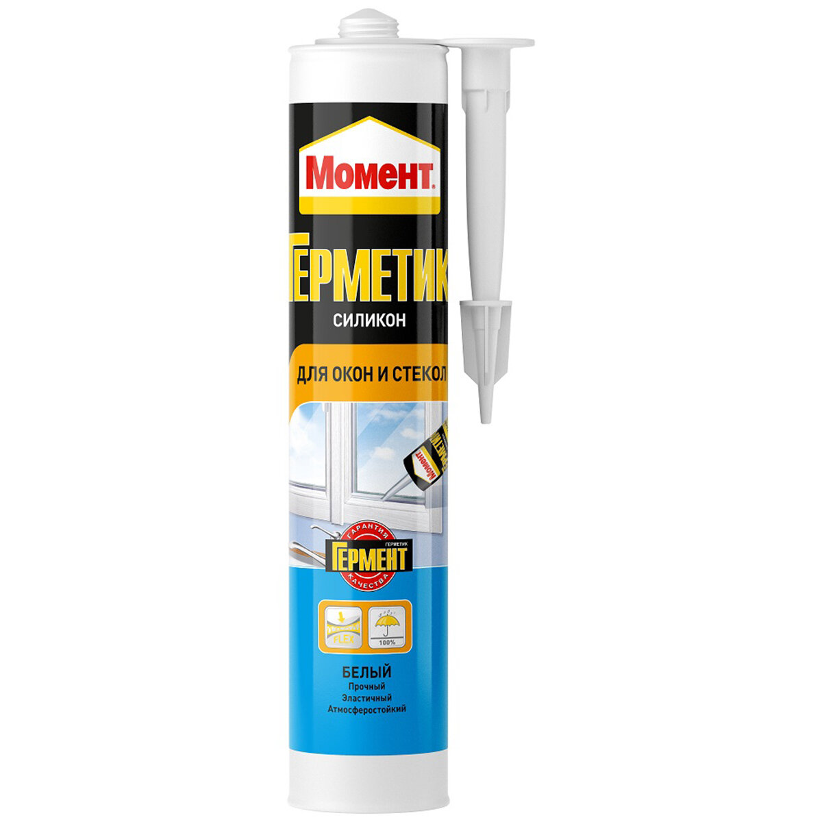 Герметик HENKEL "Момент", силиконовый, для окон, белый, 280 мл