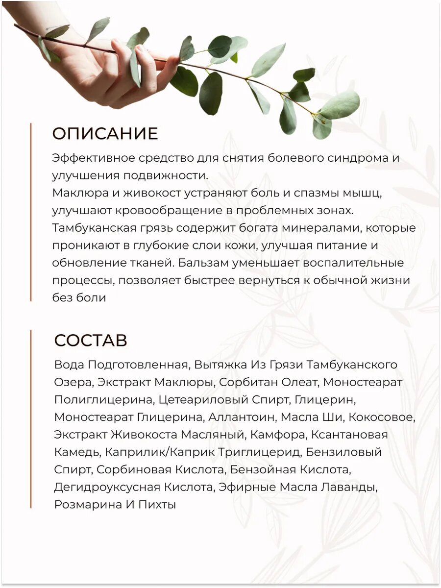 Бальзам мазь При боли в спине c маклюрой и тамбуканской грязью, 90 г