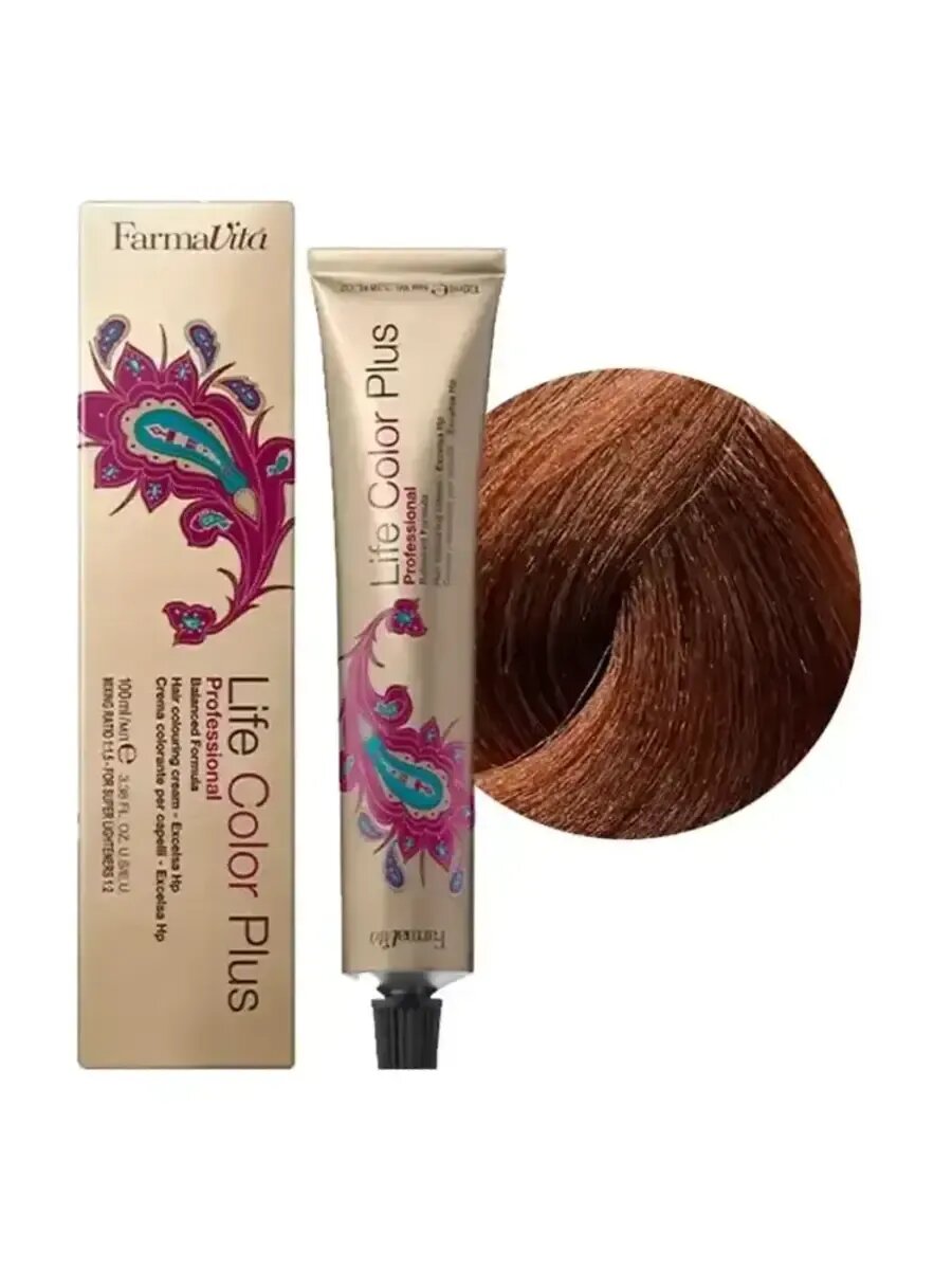 Краска для волос Farmavita Hair Coloring Life Color Plus Prof, Перманентный краситель с низким содержанием аммиака, 7.32