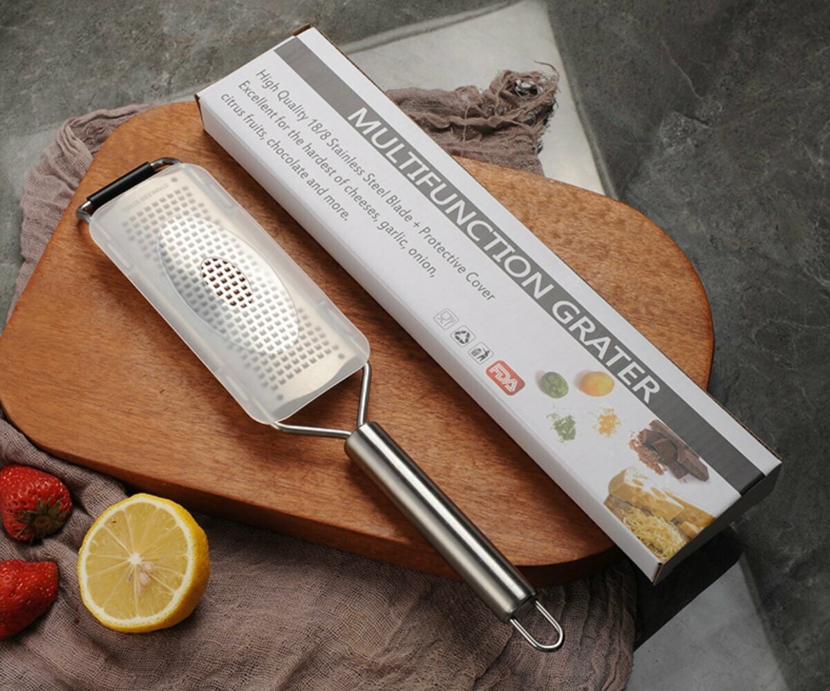 Терка для сыра и цитрусовых, длинная с ручкой, длина 30 см, нержавеющая сталь