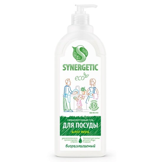 Гель для мытья посуды Synergetic Алоэ-Вера, 1 л