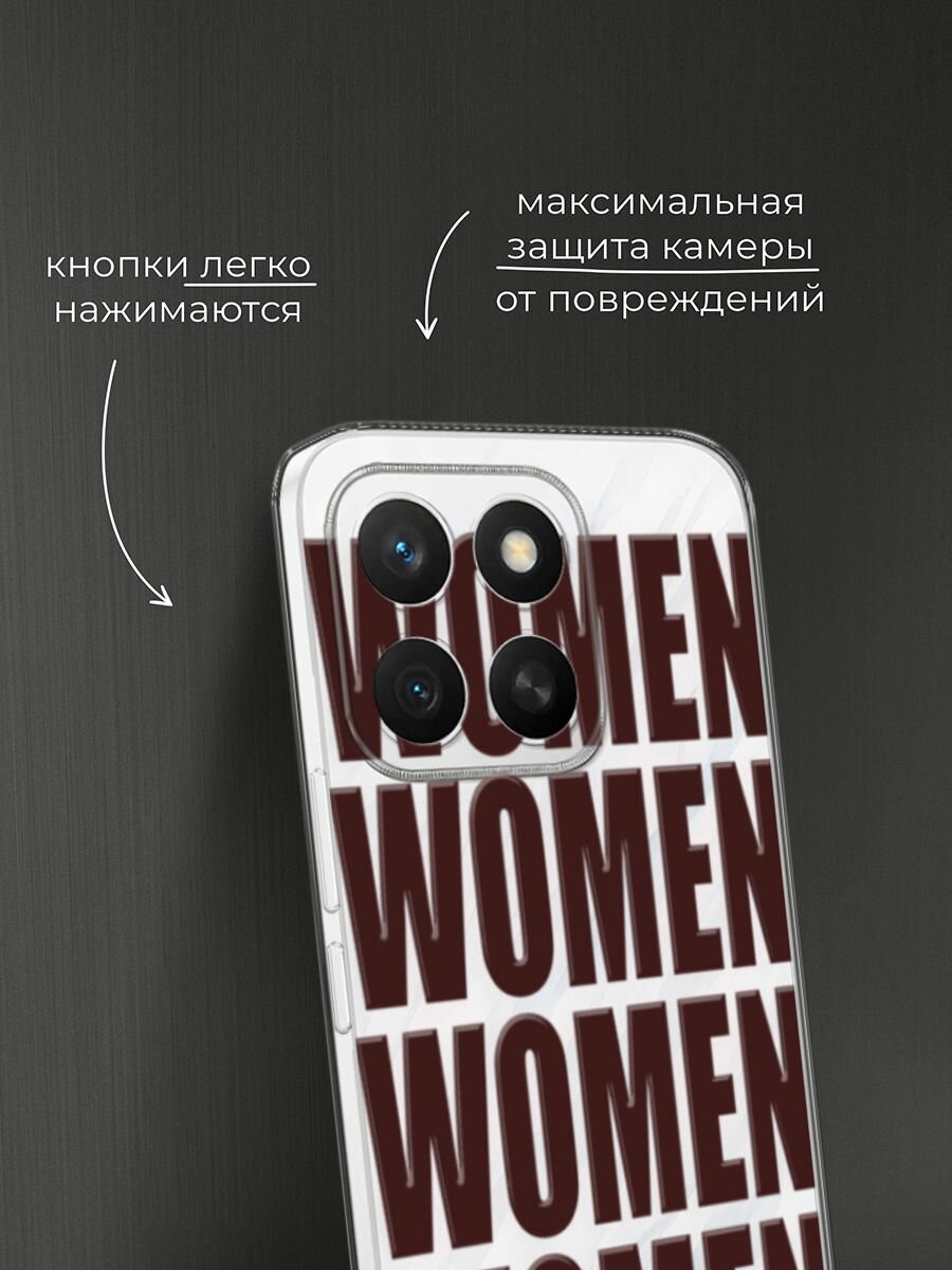 Силиконовый чехол на Honor X8c / Хонор X8c с принтом Woman burgundy — фото 1