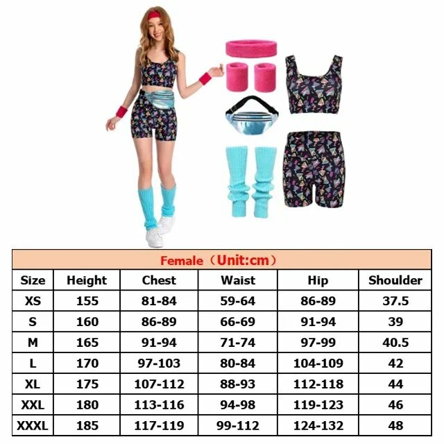 Ретро 80-е хиппи диско костюм 6 шт. L, Costume G